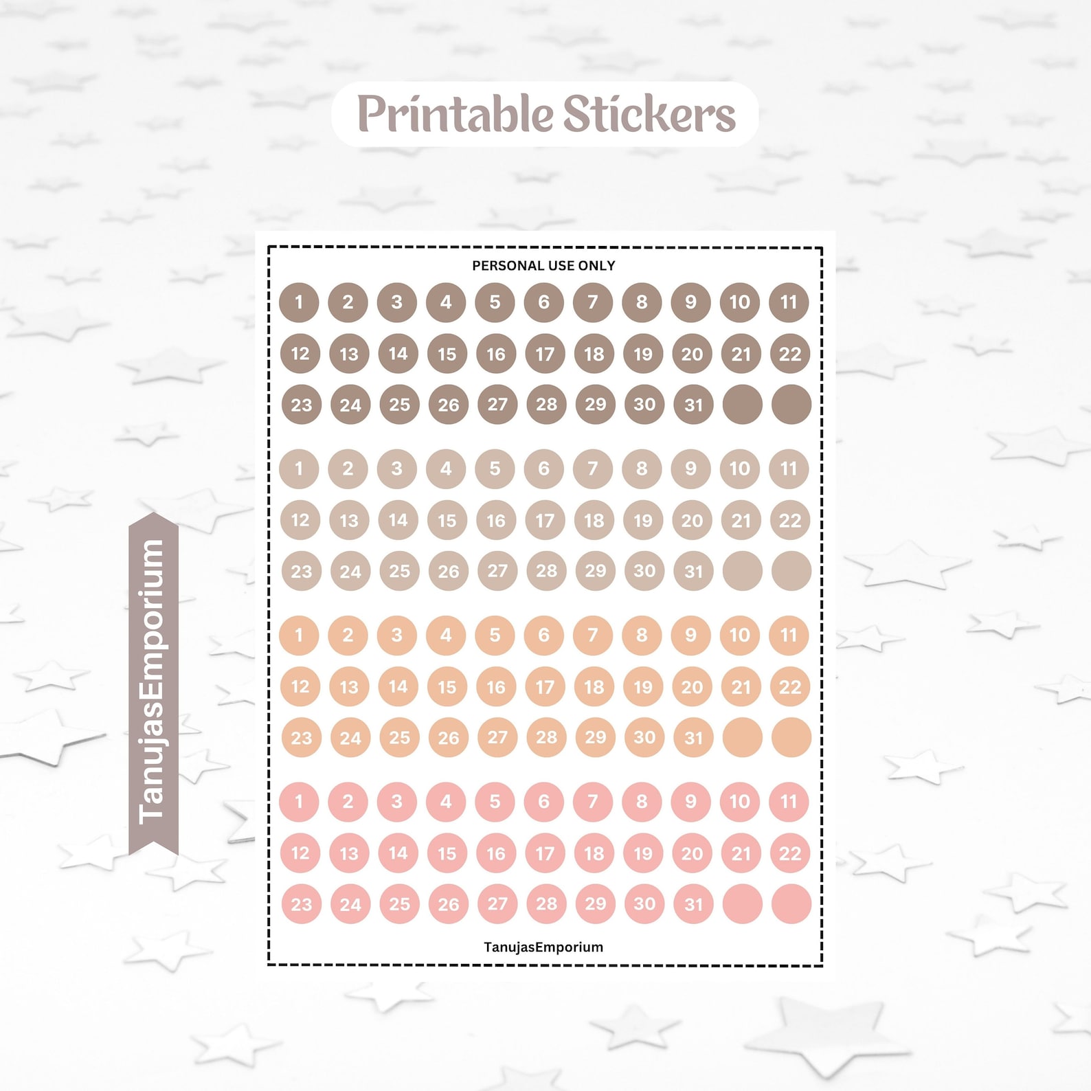 Printable Date Stickers | Date Dot Stickers - Etsy