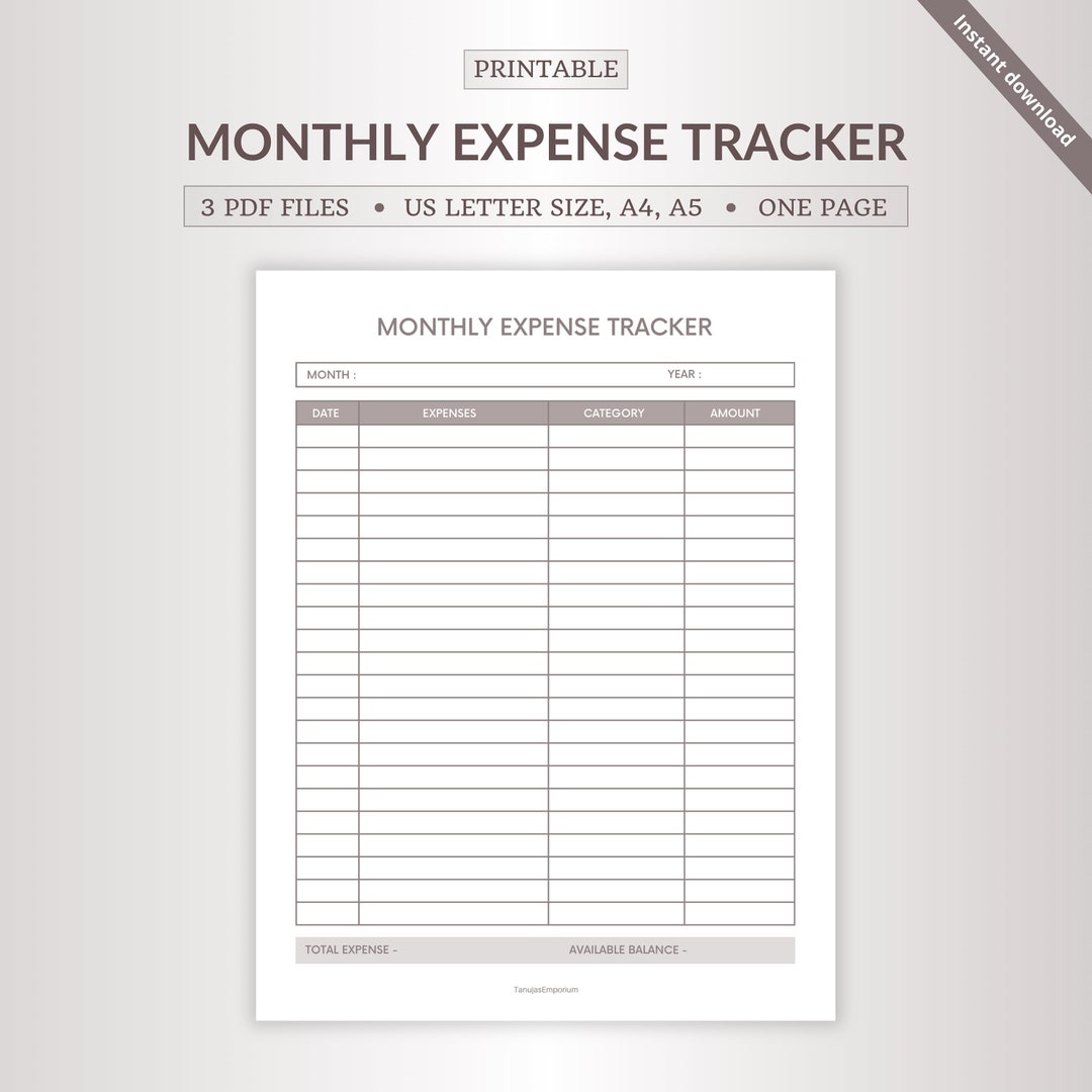 Monthly Expense Tracker Printable | Monthly Expense Tracker PDF - Etsy