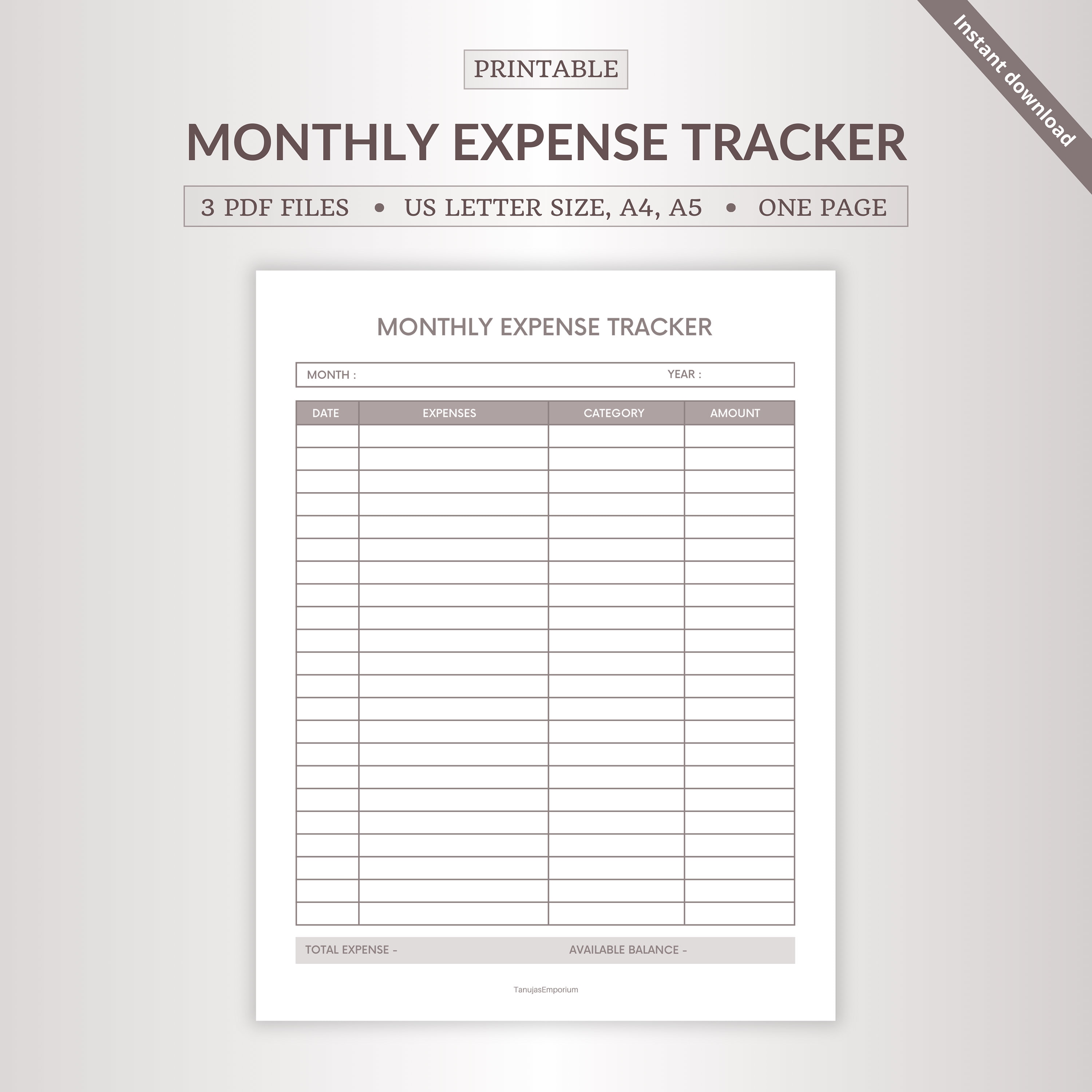 Monthly Expense Tracker Printable | Monthly Expense Tracker PDF - Etsy