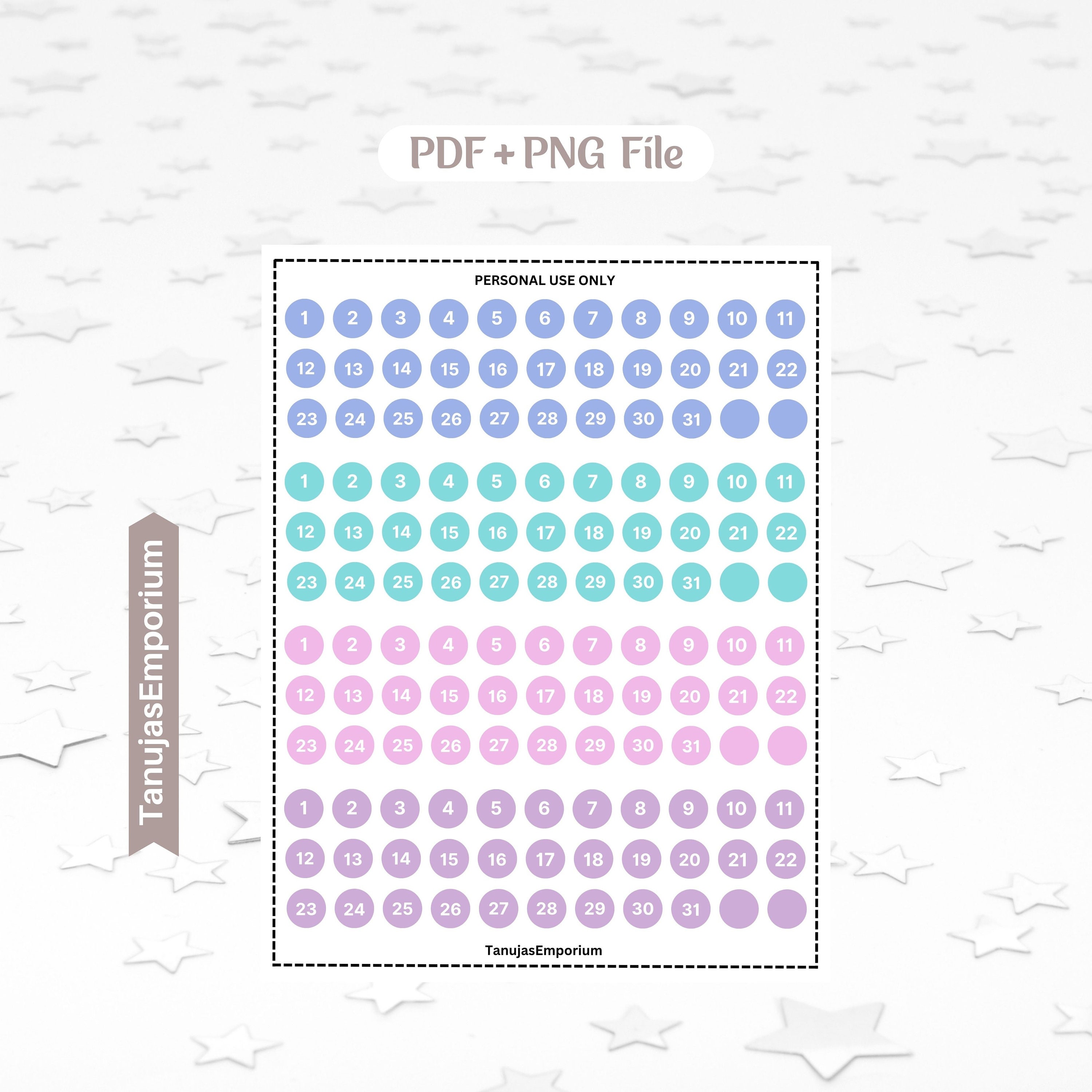 Printable Date Stickers | Date Dot Stickers - Etsy