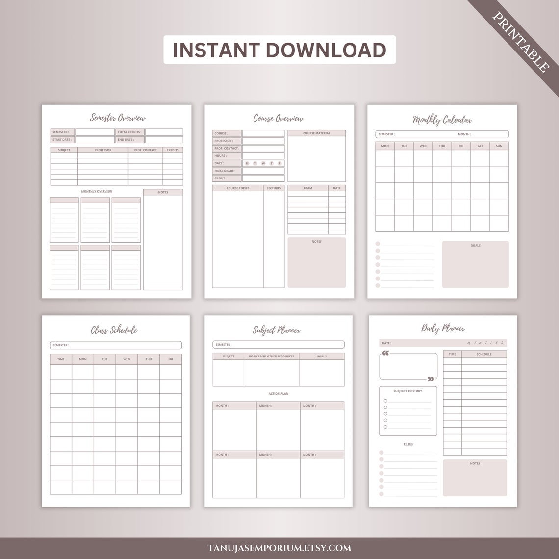 Student Study Planner | Printable Student Planner - Etsy