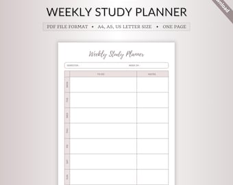 Printable Weekly Study Planner - Etsy
