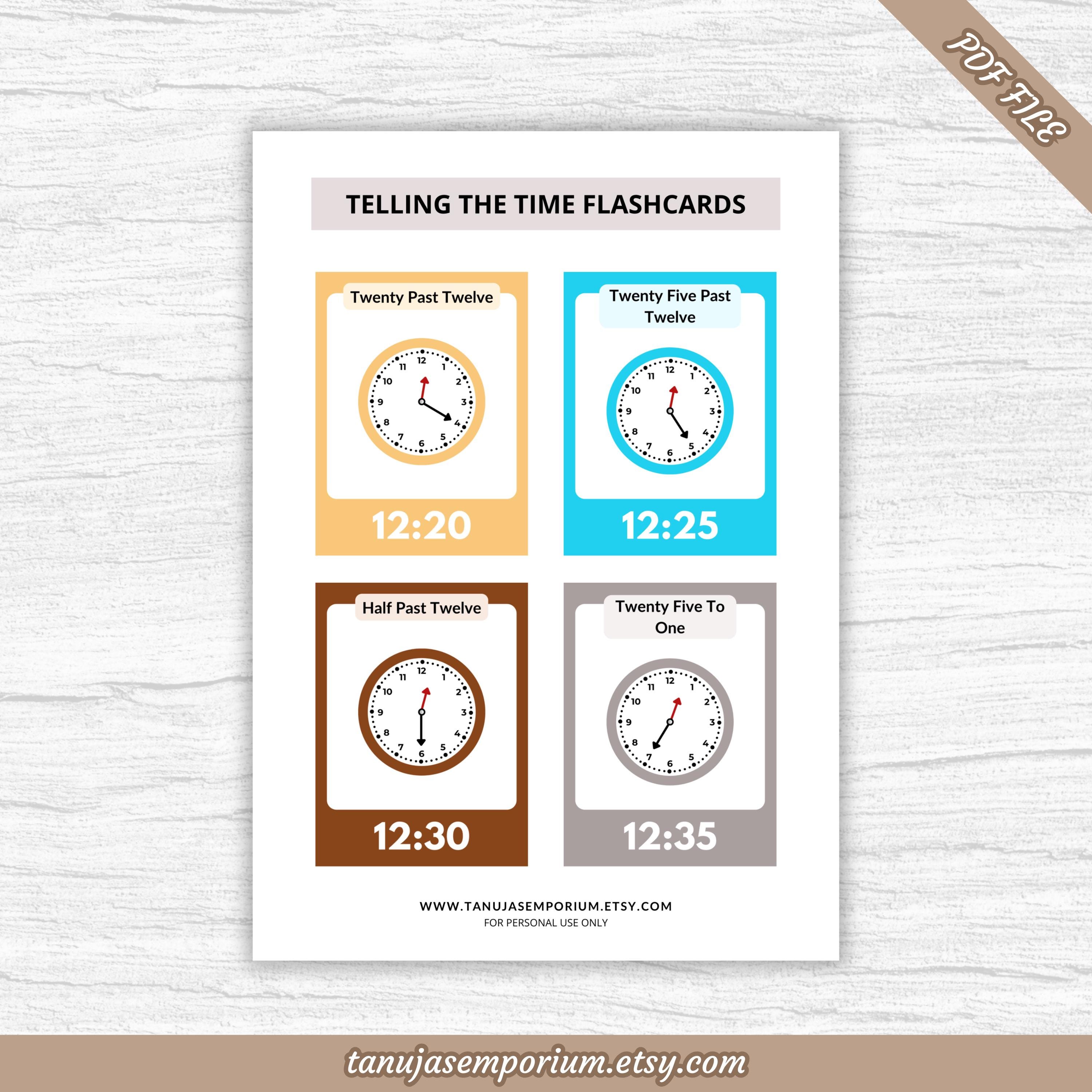 Telling the Time Flashcards | Time Telling Flashcards - Etsy