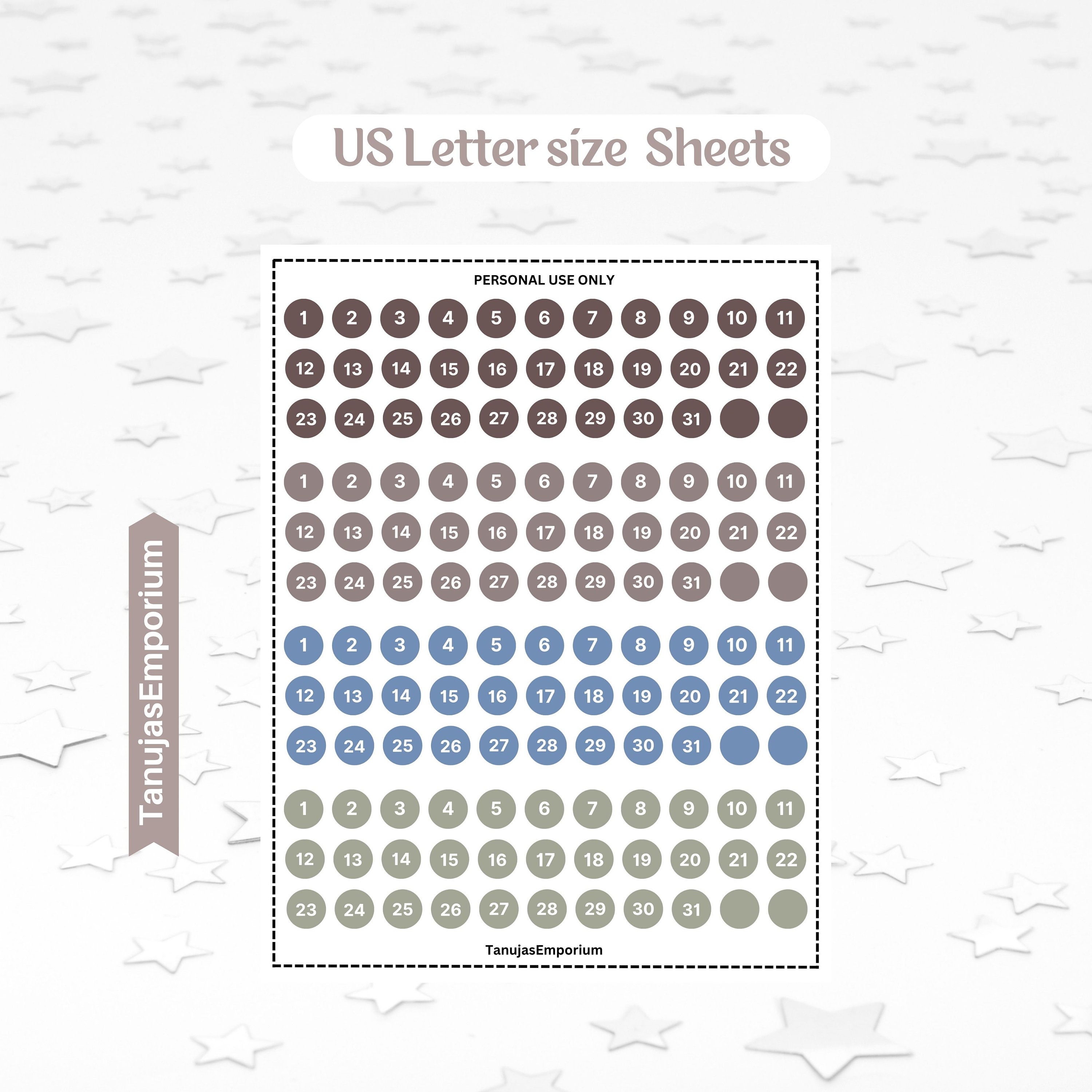 Printable Date Stickers | Date Dot Stickers - Etsy