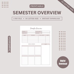 Semester Overview Printable Semester Planner - Etsy