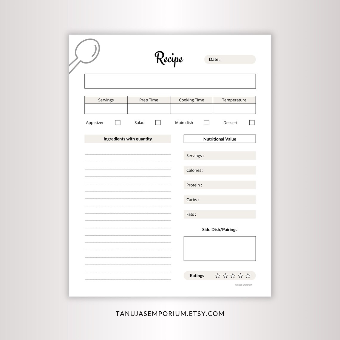 Printable Recipe Journal | Recipe Pages - Etsy