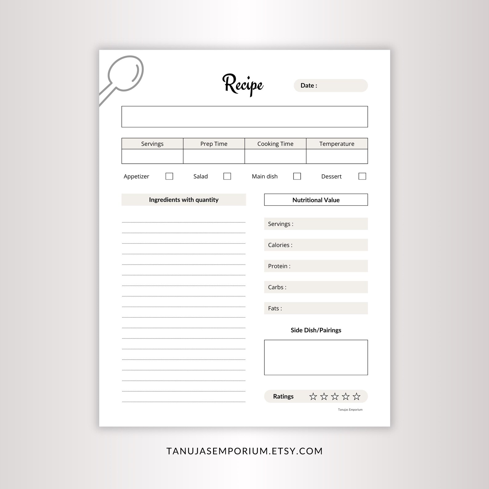 Printable Recipe Journal | Recipe Pages - Etsy