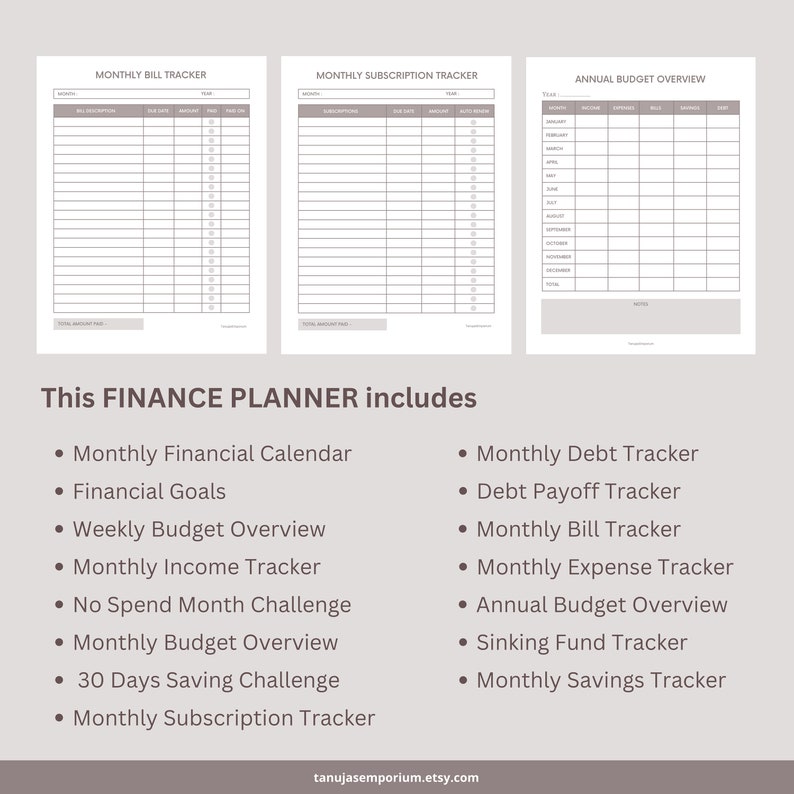 Printable Finance Planner Bundle | Printable Finance Planner - Etsy