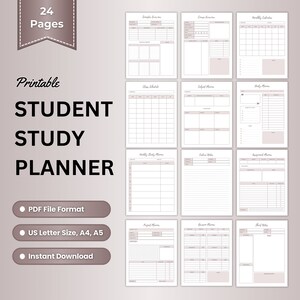 Student Study Planner | Printable Student Planner - Etsy