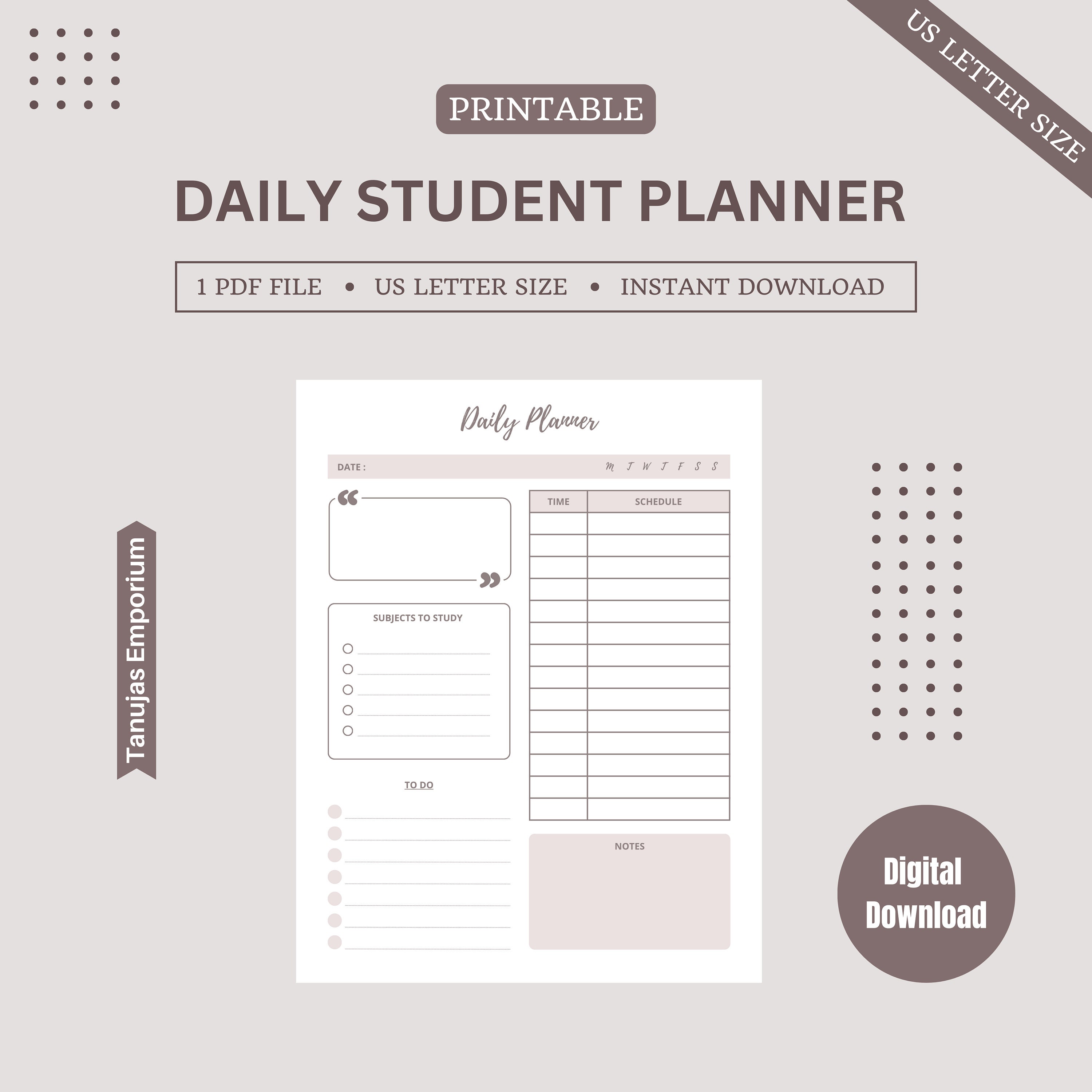 Printable Daily Student Planner - Etsy
