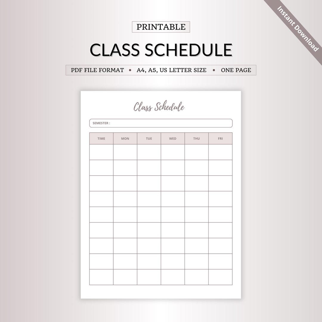 Class Schedule Printable | Class Schedule Planner - Etsy