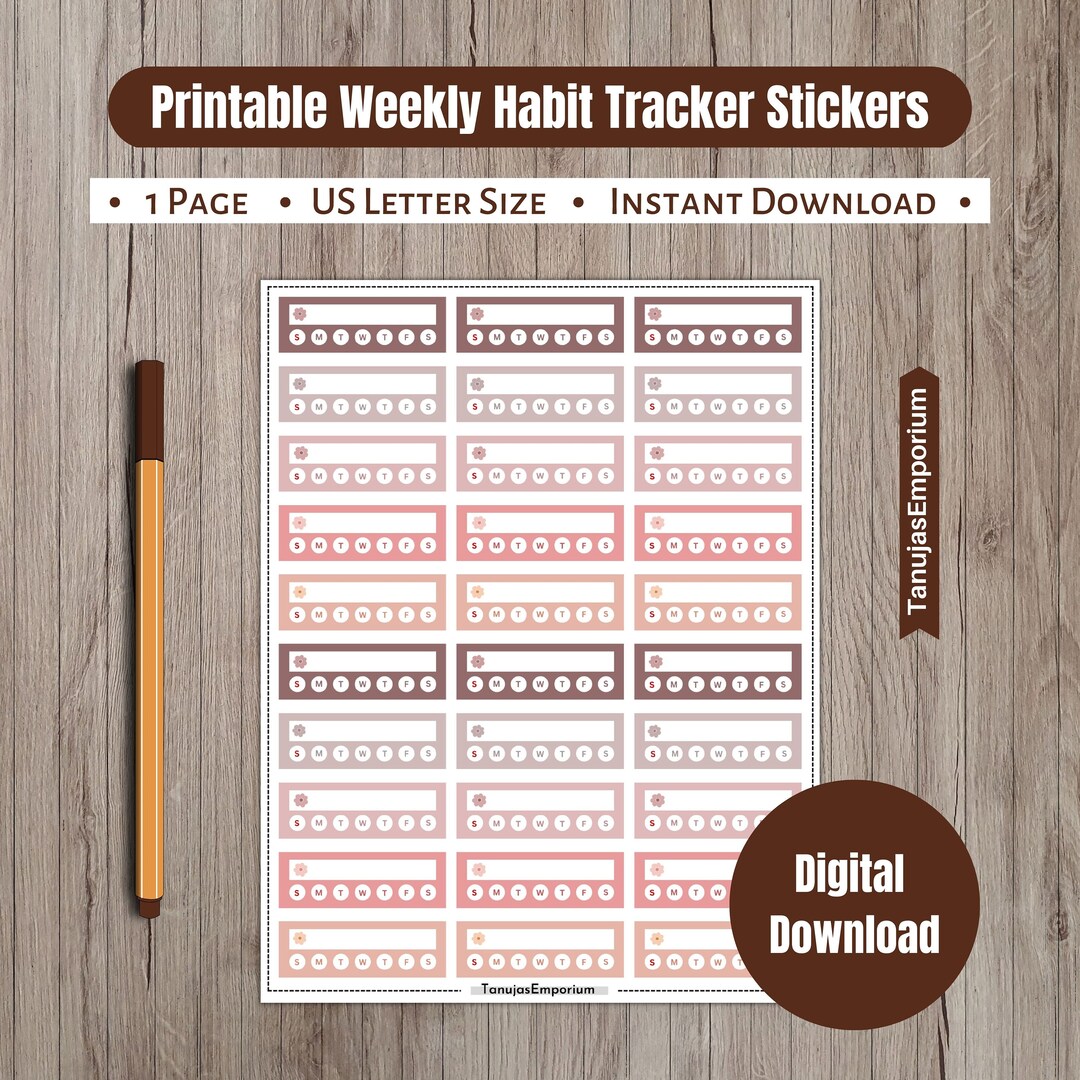 Printable Weekly Habit Tracker Stickers - Etsy