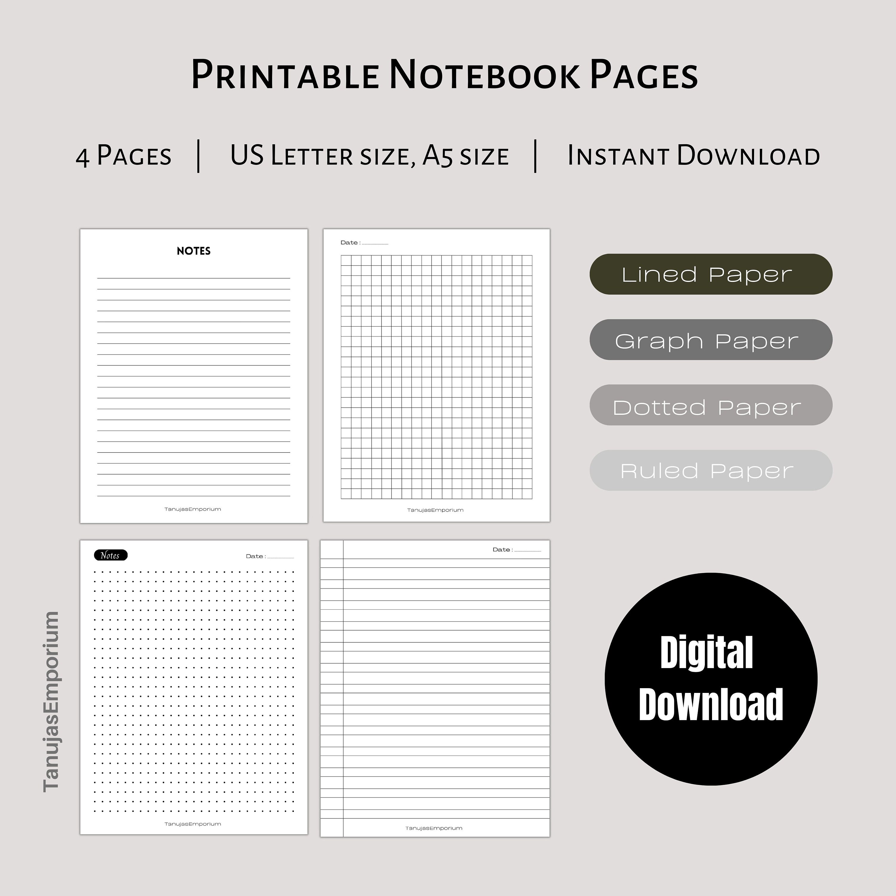 Notebook Pages Printable