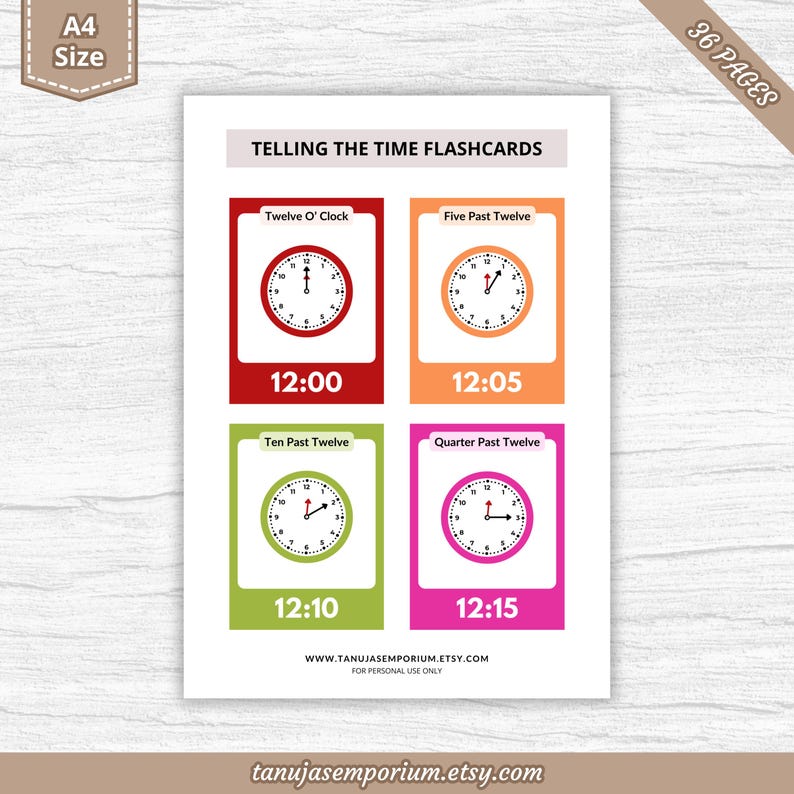 Telling the Time Flashcards Time Telling Flashcards - Etsy
