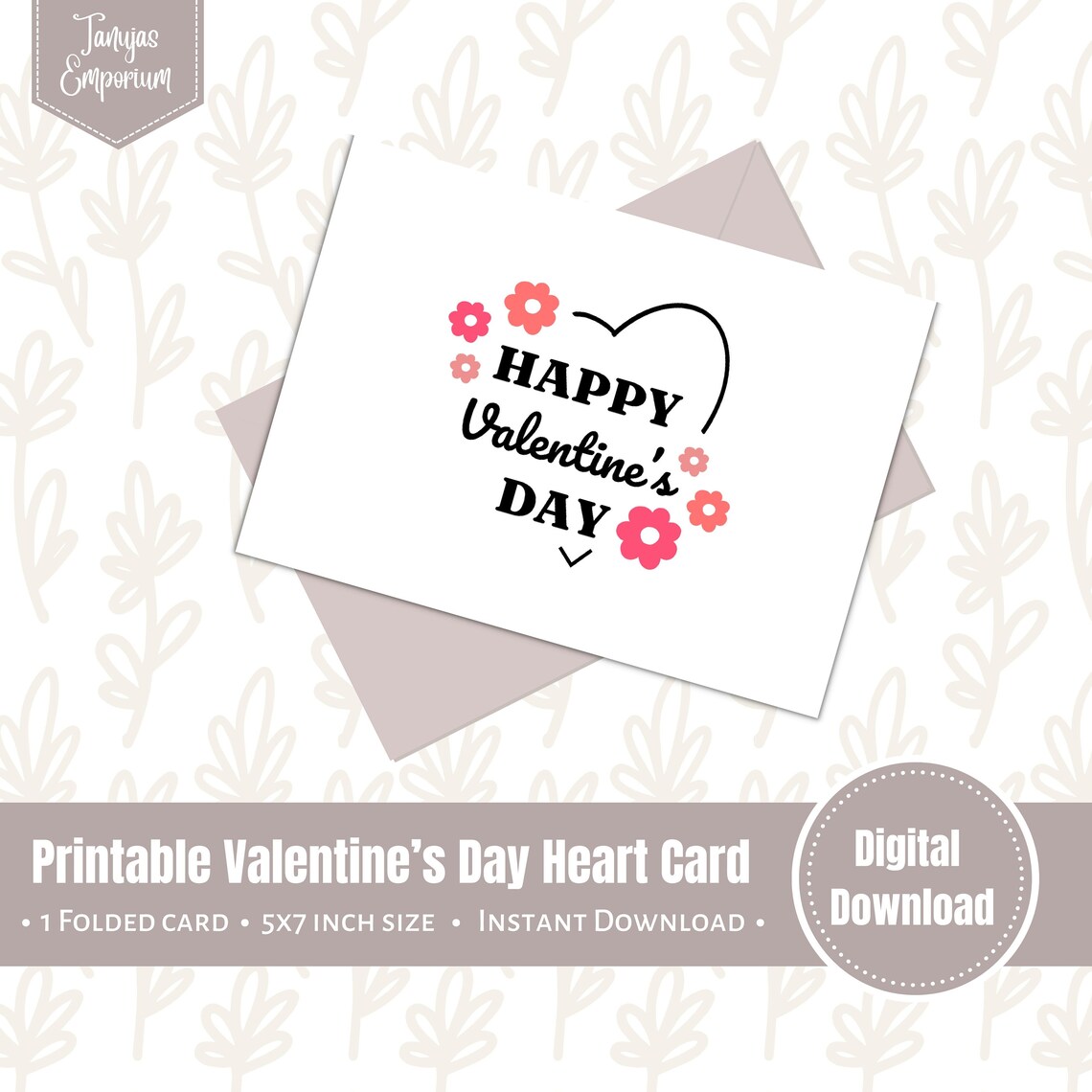 Printable Valentines Day Heart Card Printable Valentines Day Greeting ...