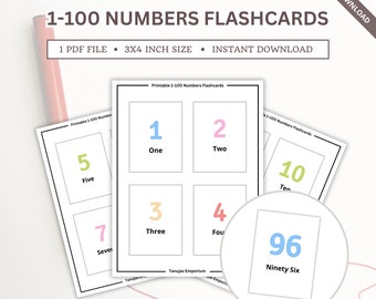 1-100 Printable Flashcards - PDF Print File - Numbers 1-100 Rainbow ...