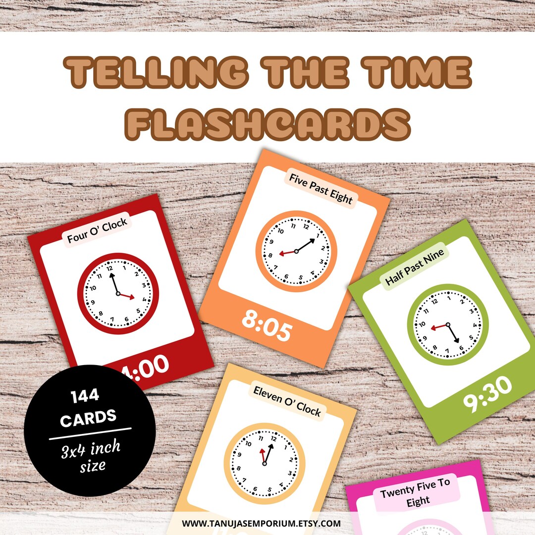 Telling the Time Flashcards | Time Telling Flashcards - Etsy