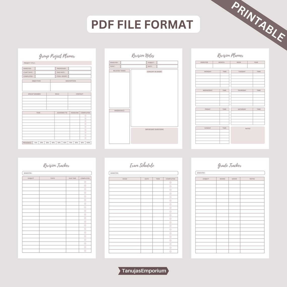 Student Study Planner Printable Student Planner - Etsy