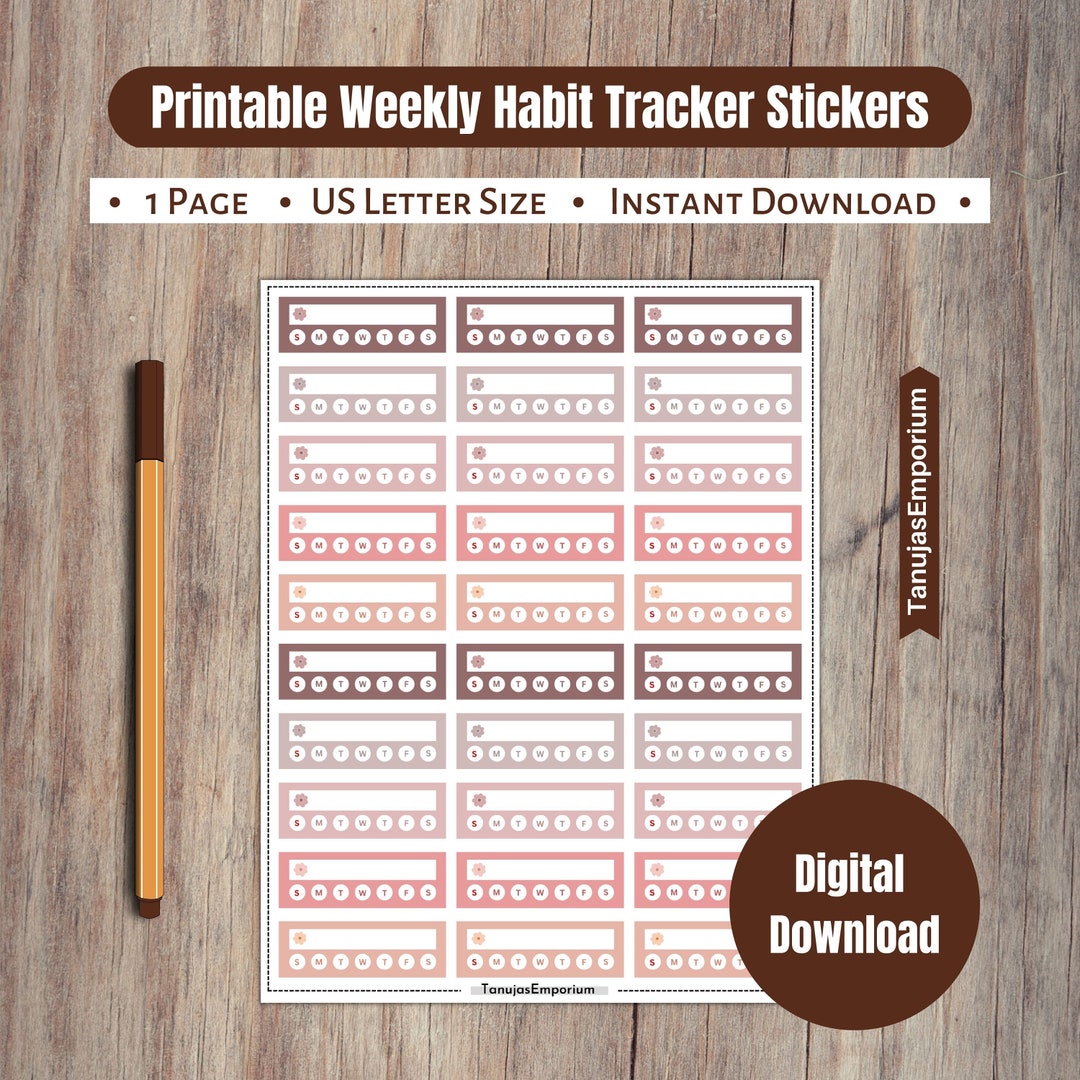Printable Weekly Habit Tracker Stickers - Etsy