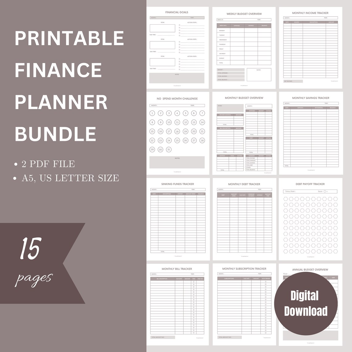 Printable Finance Planner Bundle Printable Finance Planner - Etsy