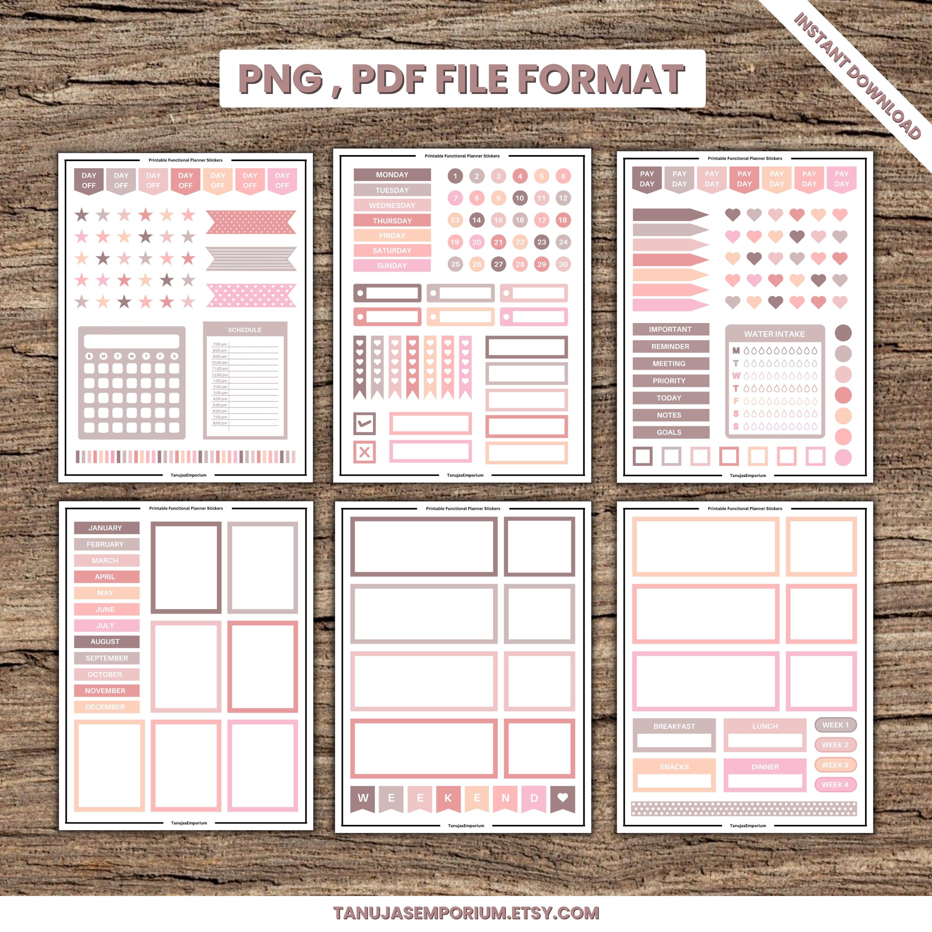 Printable Functional Planner Stickers | Minimalist Planner Stickers ...