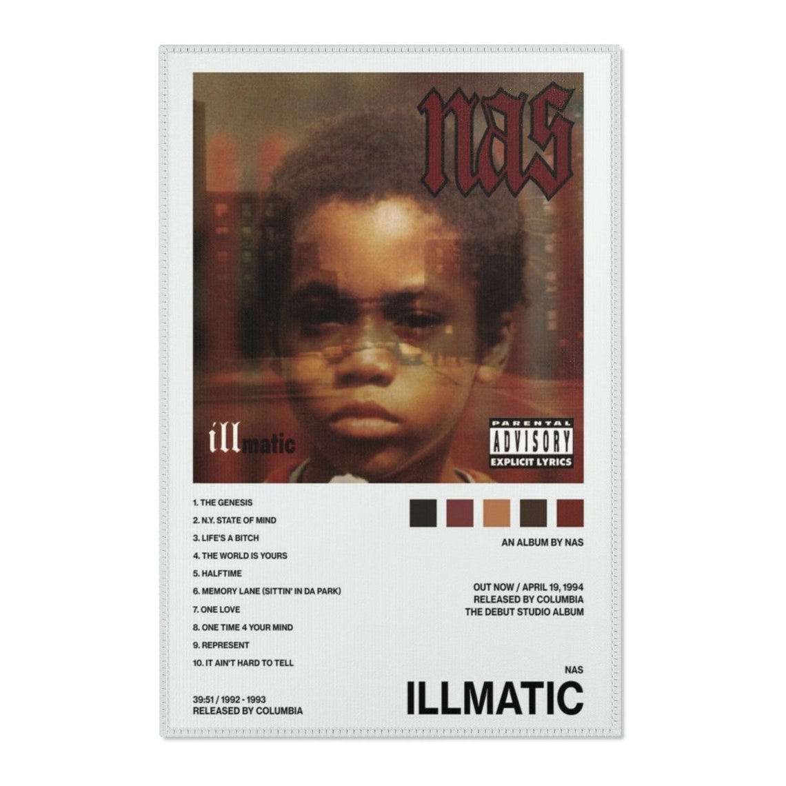 Nas illmatic Album Cover Track List Room Rug - Etsy