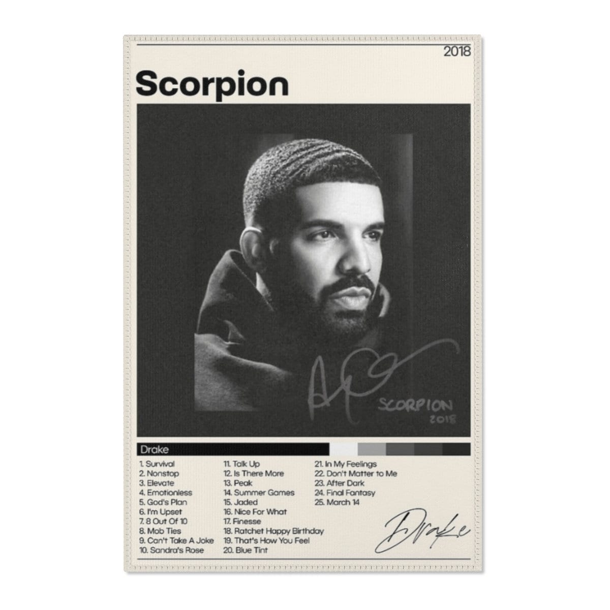 Drake scorpion Album Cover Track List Room Rug - Etsy Canada