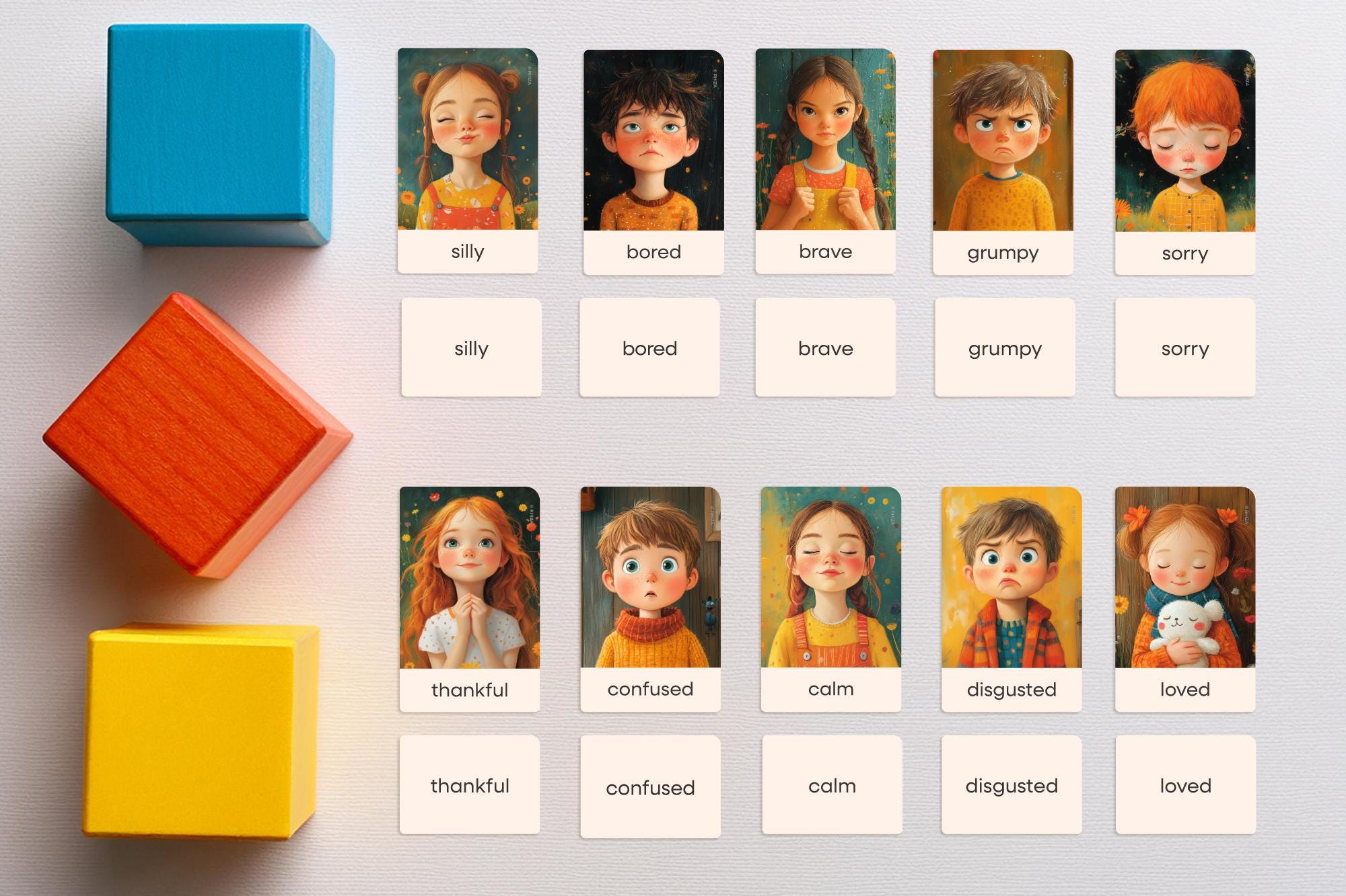 20 Emotions + 25 Situations, Montessori Flashcards, Three-part Cards ...