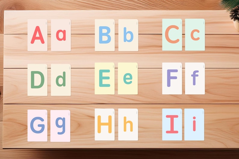 26 Pastel Alphabet Letters Flashcards, Matching Lowercase and Uppercase ...