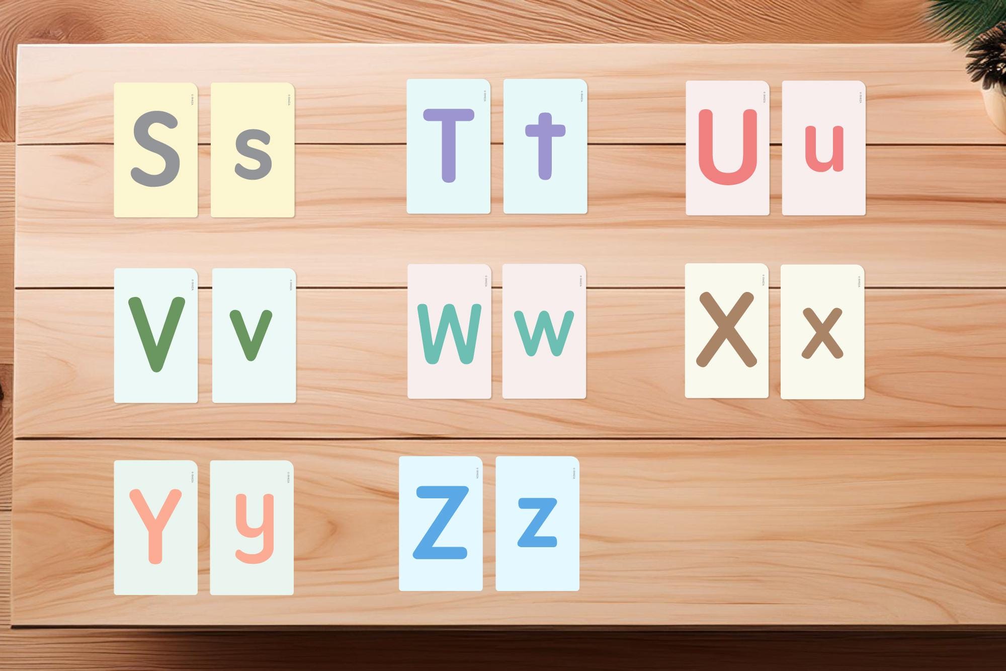 26 Pastel Alphabet Letters Flashcards, Matching Lowercase and Uppercase ...