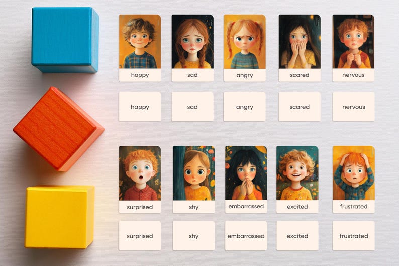 20 Emotions + 25 Situations, Montessori Flashcards, Three-part Cards ...