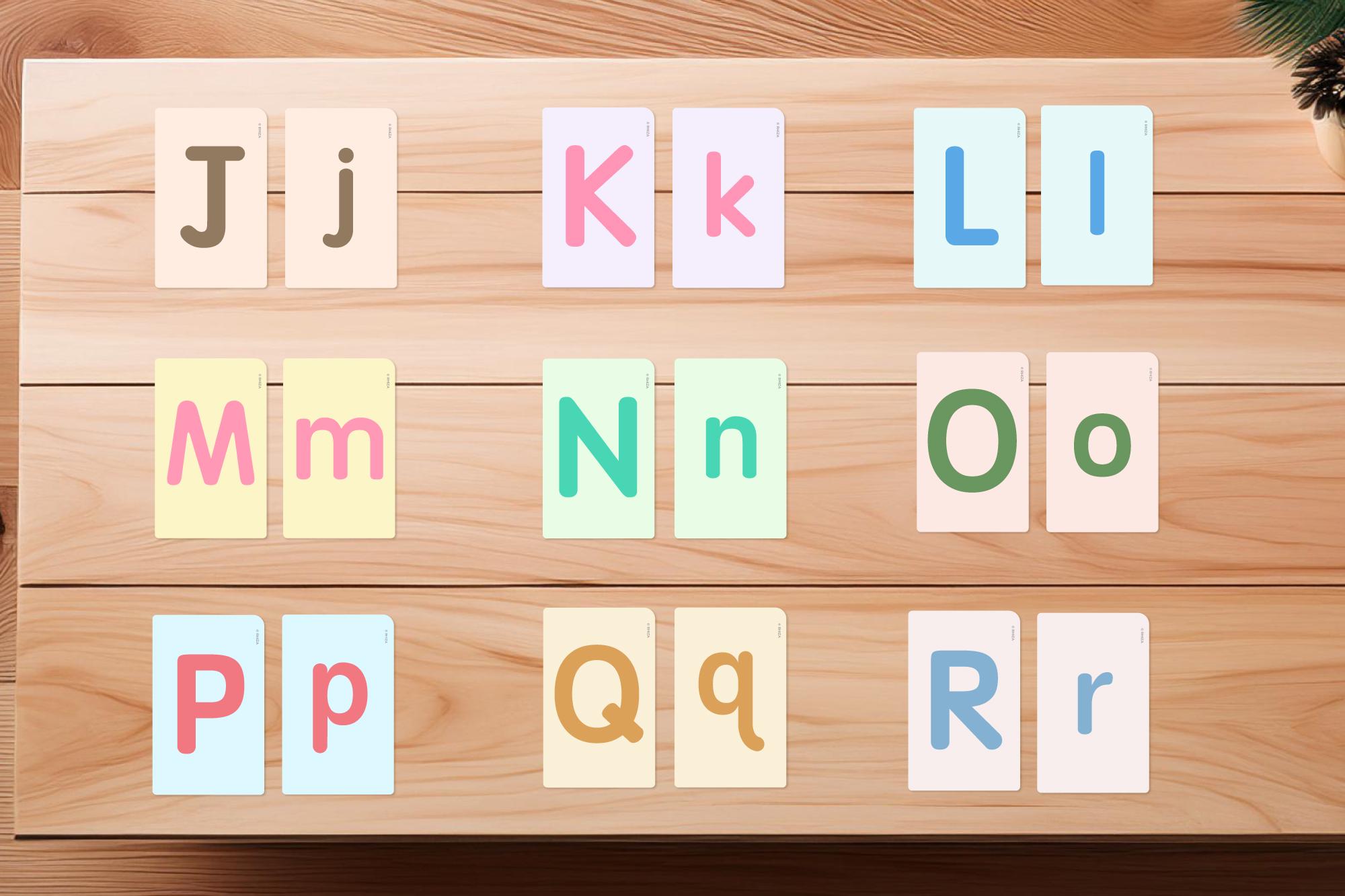26 Pastel Alphabet Letters Flashcards, Matching Lowercase and Uppercase ...