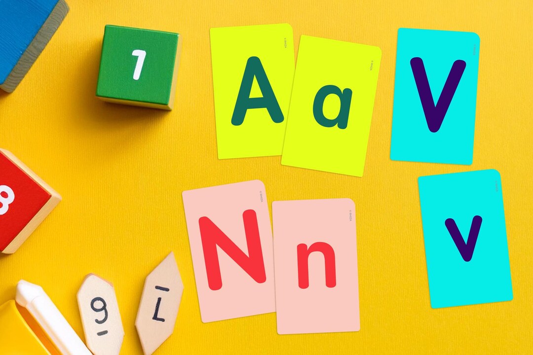 26 Alphabet Letters Flashcards, Matching Lowercase and Uppercase Color ...