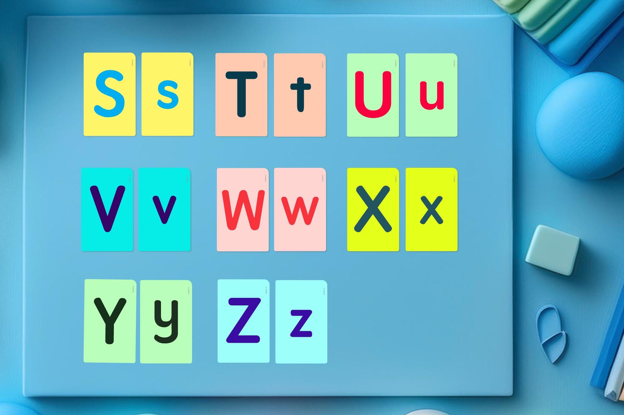 26 Alphabet Letters Flashcards, Matching Lowercase and Uppercase Color ...