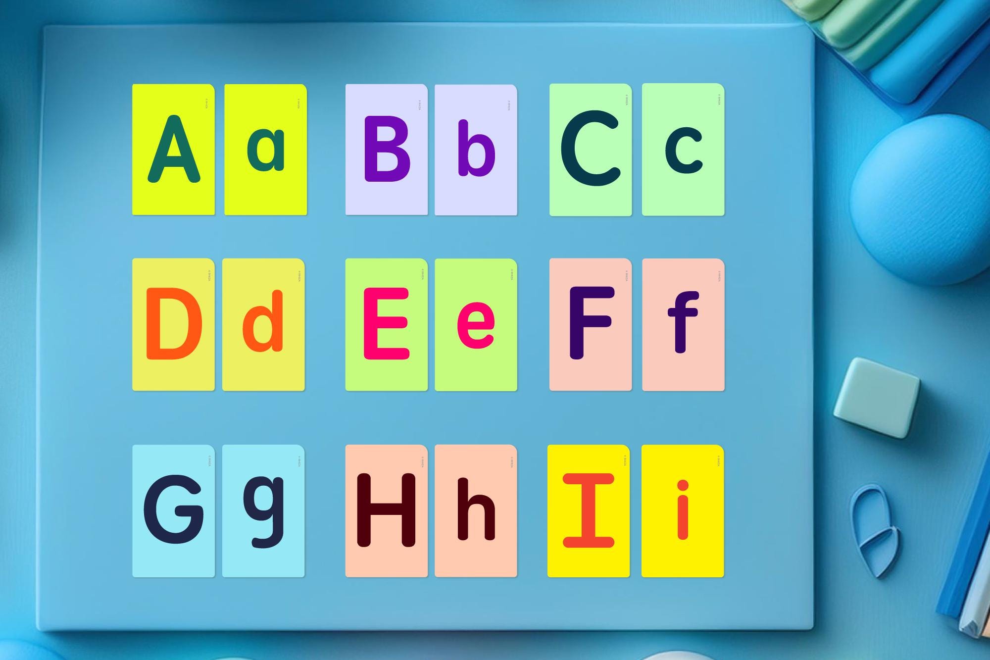 26 Alphabet Letters Flashcards, Matching Lowercase and Uppercase Color ...
