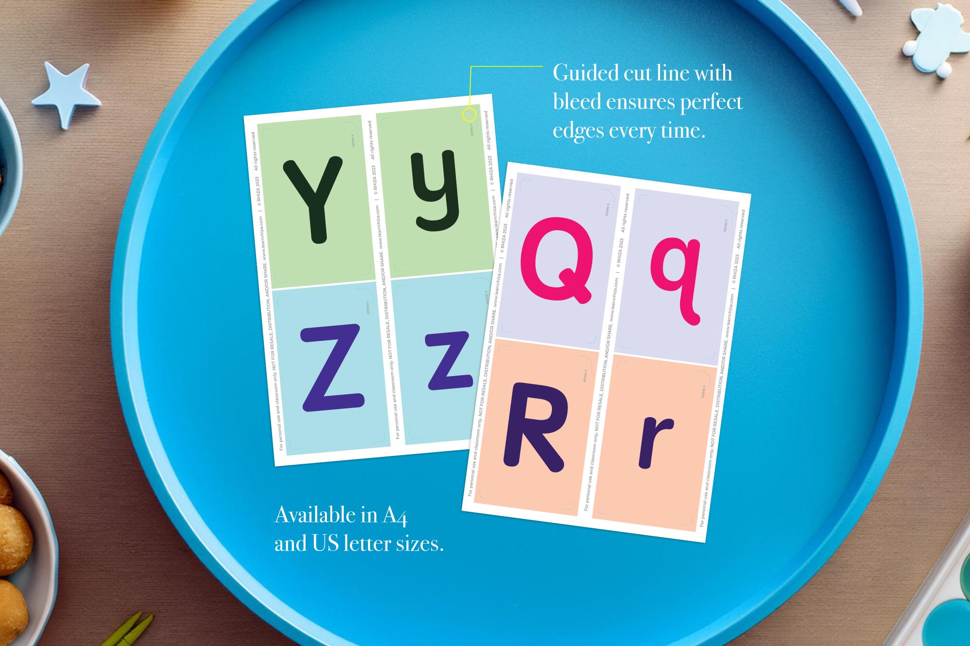 26 Alphabet Letters Flashcards, Matching Lowercase and Uppercase Color ...