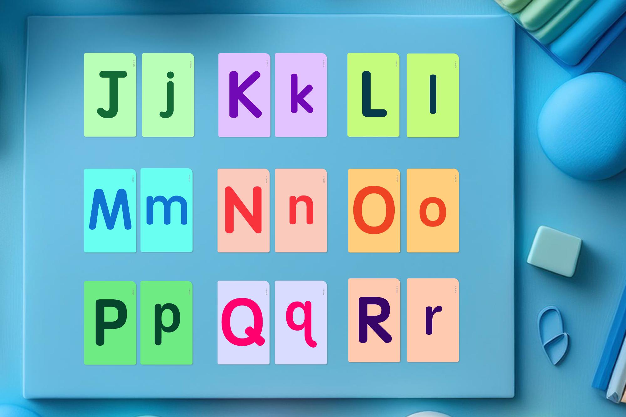 26 Alphabet Letters Flashcards, Matching Lowercase and Uppercase Color ...