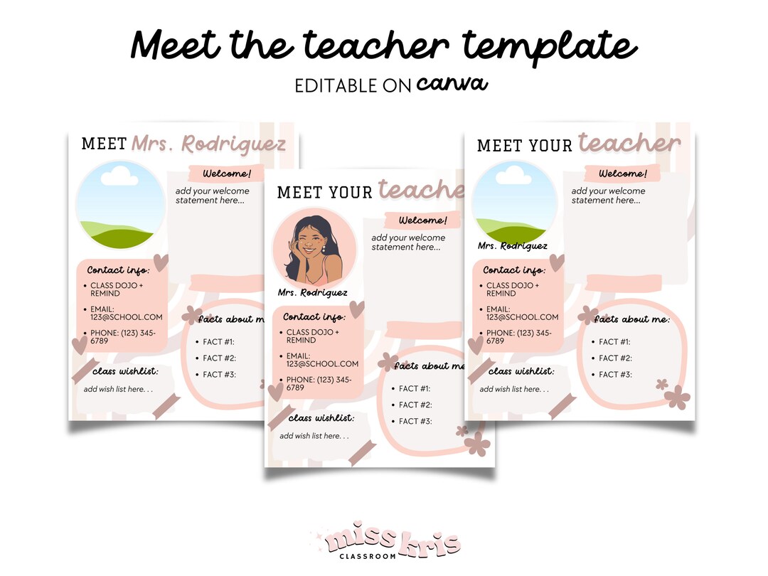 Meet the Teacher, Editable, Editable on Canva, Meet Your Teacher, Back ...