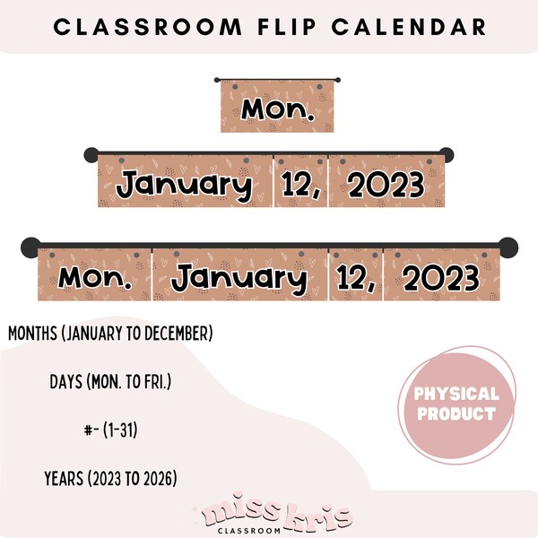 Classroom Calendar Printable - Etsy