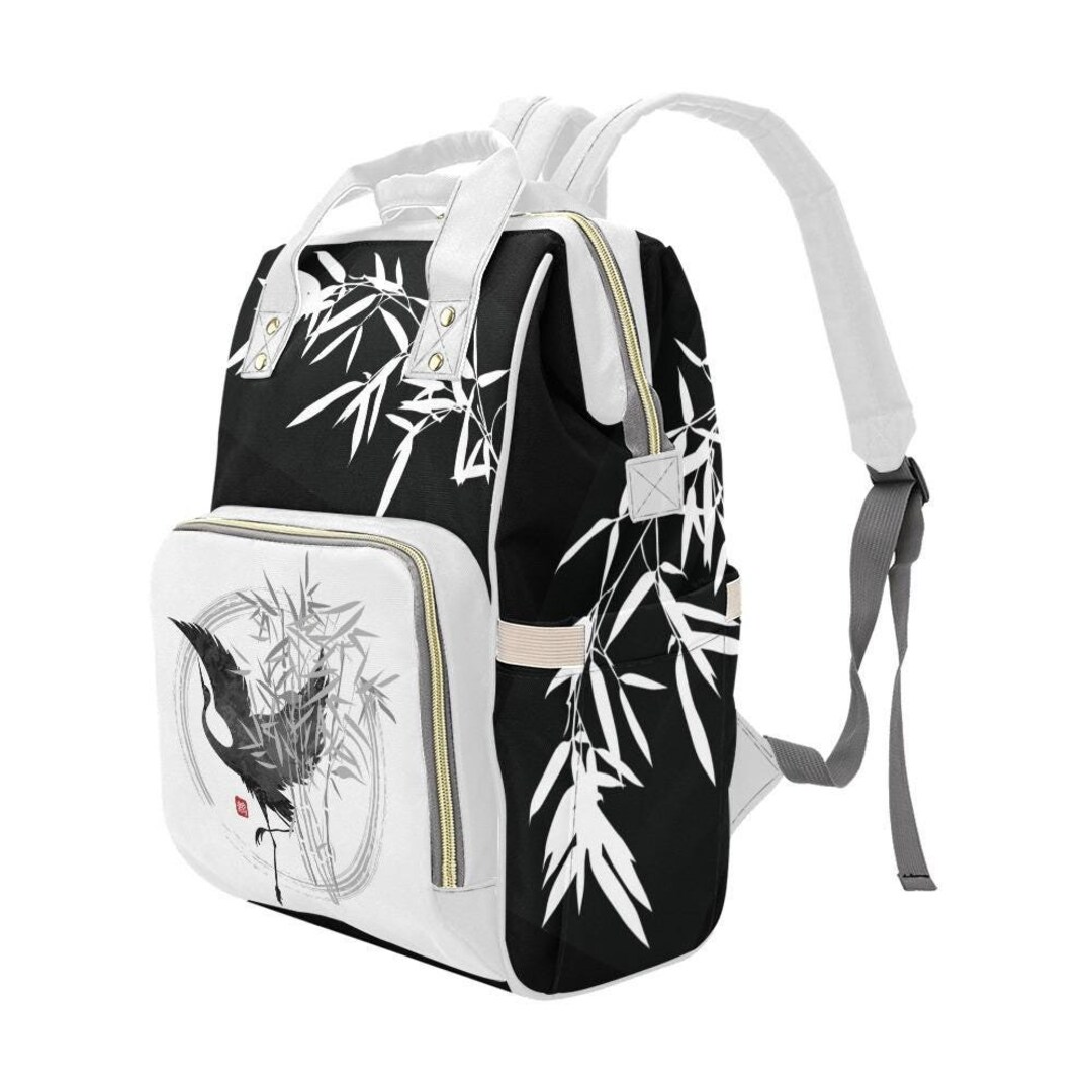 Crane & Bamboo Diaper Backpack: Nylon Travel Bag With Multiple Pockets ...