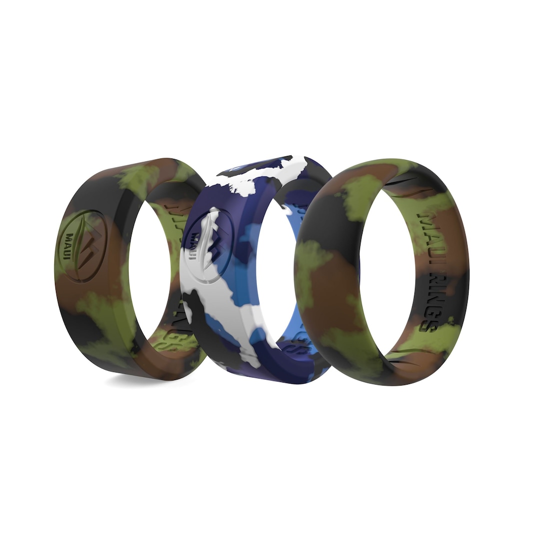 Camo Men Silicone Ring, Hunters Ring, Men Everyday Jewelry Ring ...