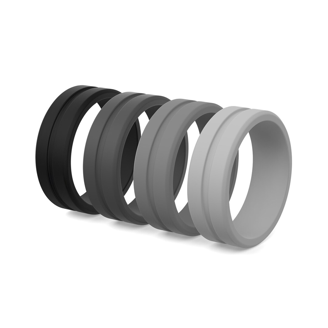 Sport Silicone Rings Set, Classic Colors, Unisex Silicone Wedding Band ...