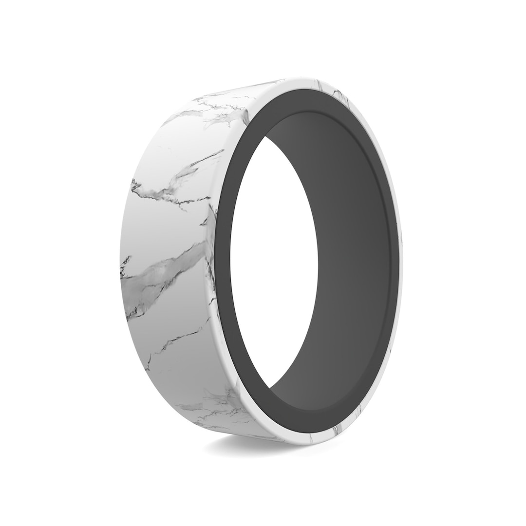 Marble Whitel Reversible Silicone Ring for Men and Women, Wedding Band ...