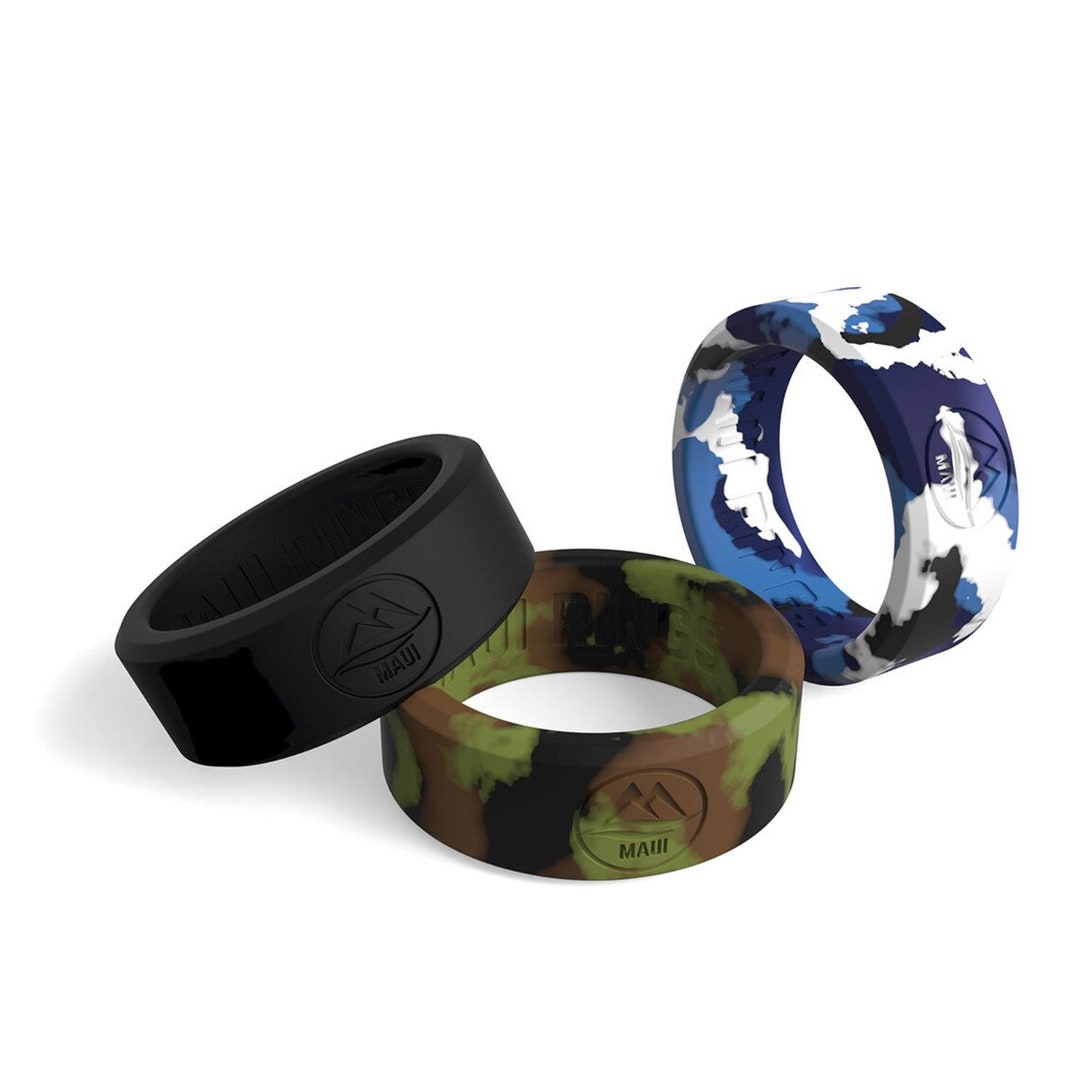 Silicone Rings for Men, Camo Hunters Ring, Set of 3, Gift Idea, Dad ...
