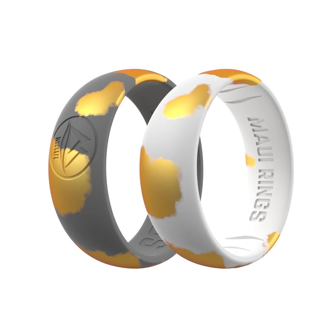 Marble Gold Silicone Rings, Mens Silicone Wedding Band, Comfort Fit ...