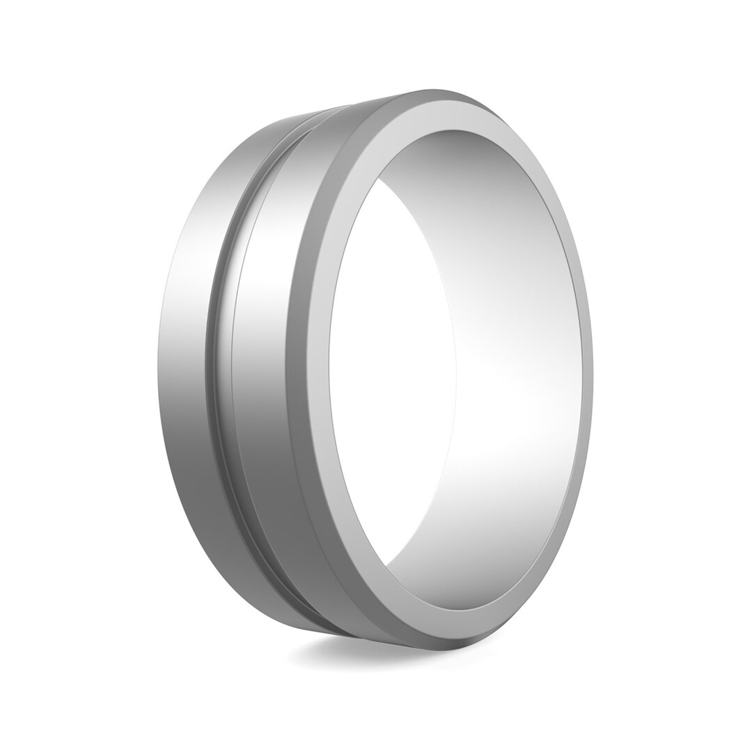 Silver Silicone Wedding Ring, Alternative Wedding Band, Couples ...