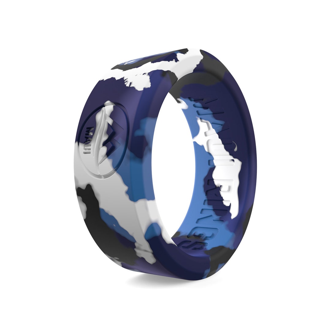 Men Arctic Navy Silicone Wedding Ring, Promise Ring for Him, Surfer ...