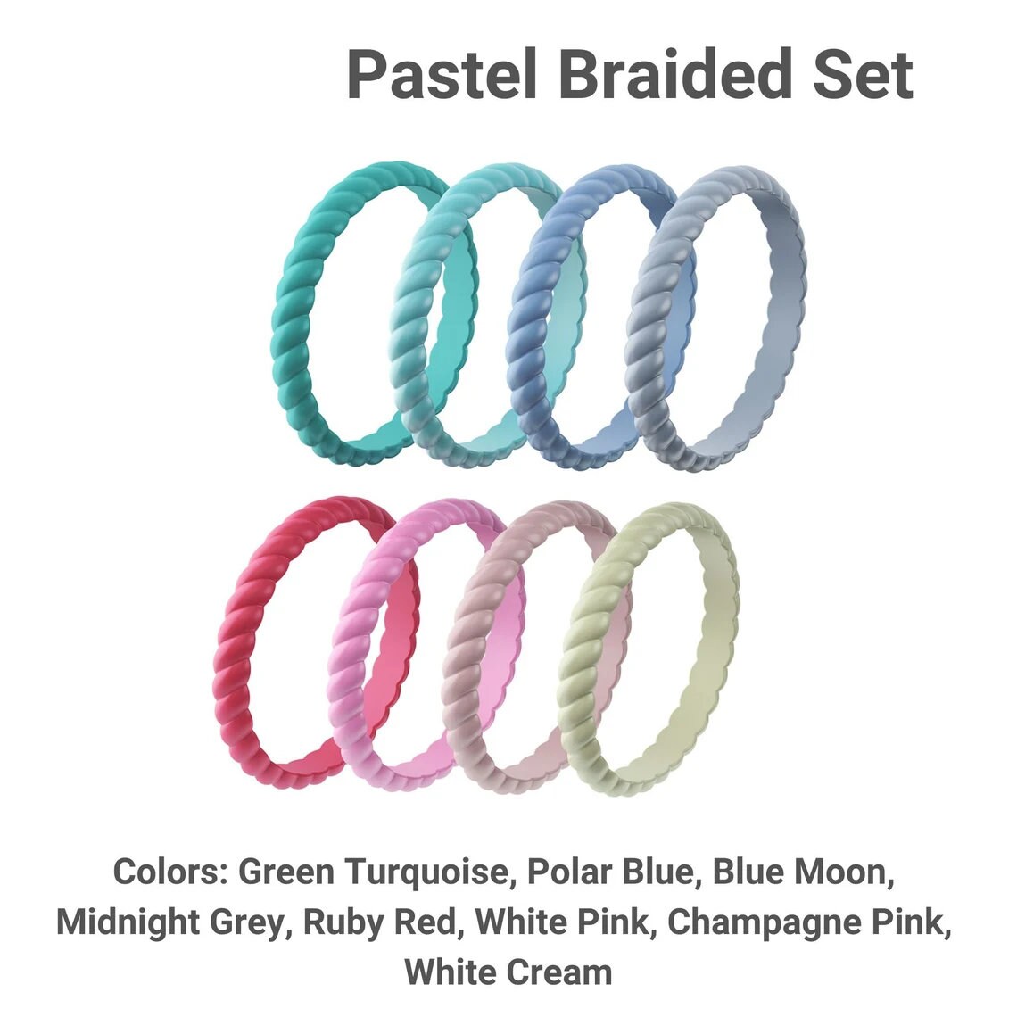 Women Braided Silicone Ring, Thin Rings Set, Stackable Silicone Wedding ...