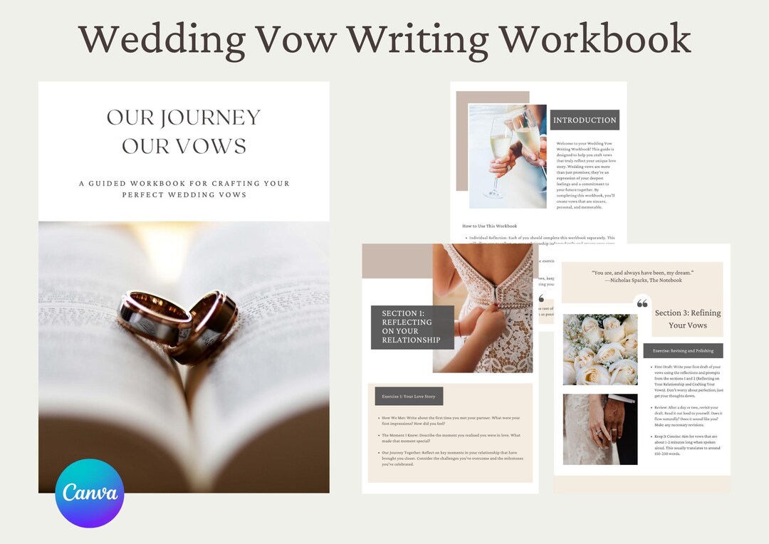 Wedding Vow Guide | Digital Workbook | Wedding Plan | Instant Download ...