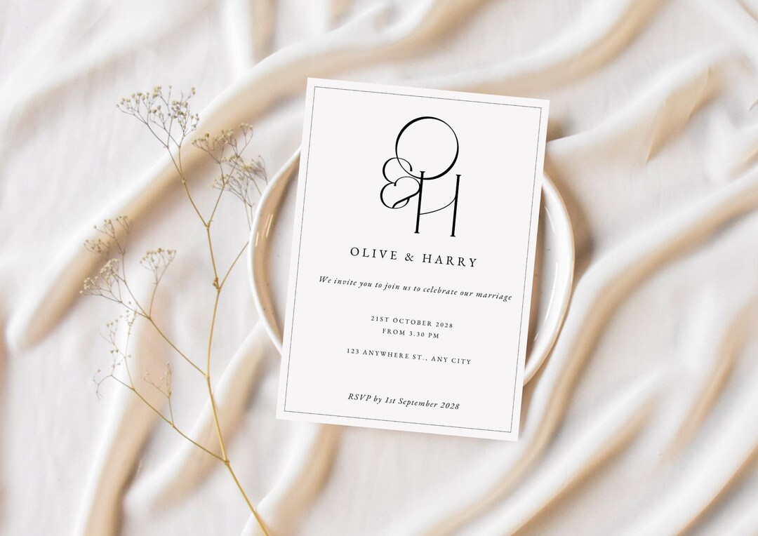 Elegant Digital Wedding Invitation Simple & Classic Style Canva ...